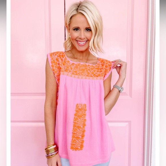 Tops | Hale House Rory Pink Orange Top | Poshmark